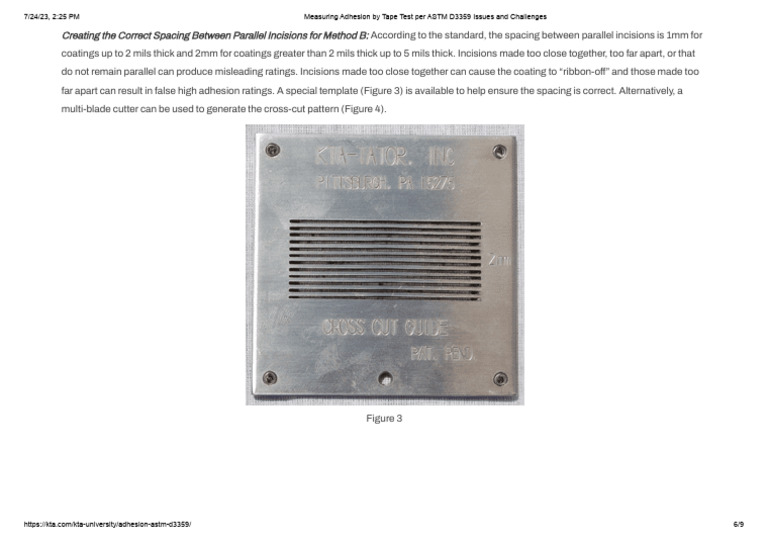 Adhesion Test Spacing Guidelines | PDF