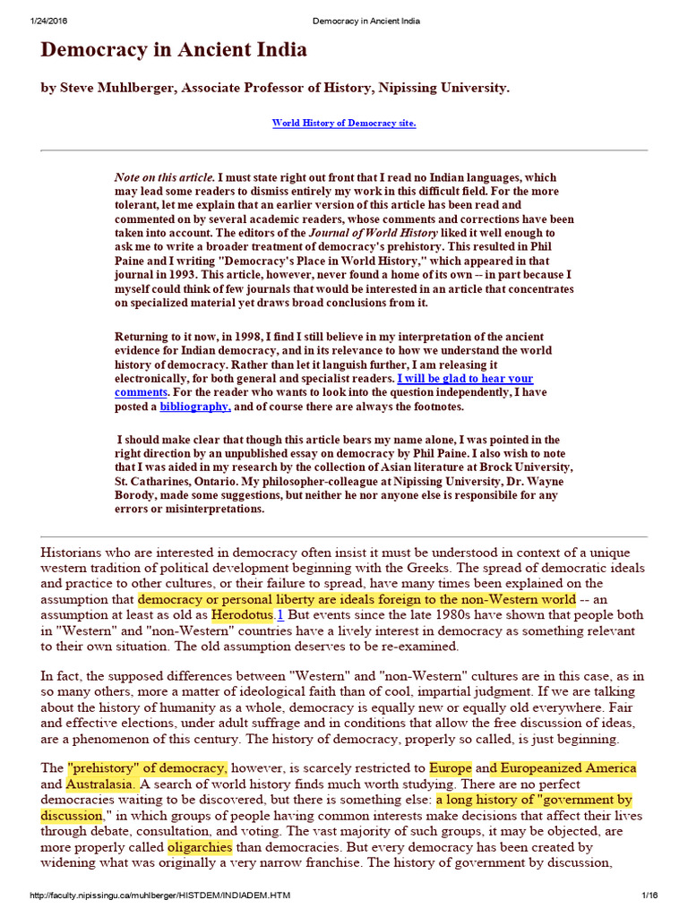 Ancient Indian Democracy Insights | PDF | Republic | Democracy