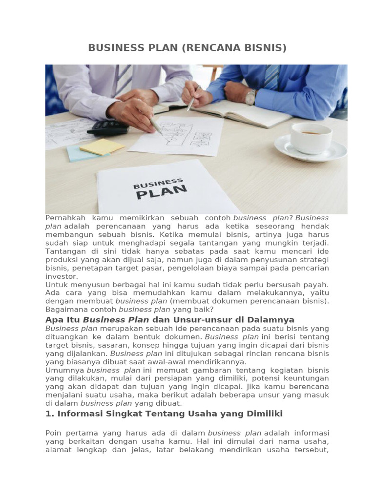Contoh Rencana Bisnis Sukses | PDF