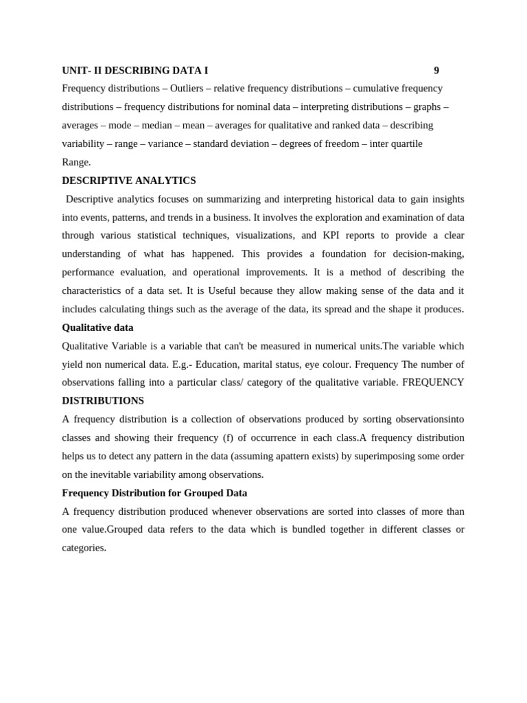 Unit - Ii Describing Data I | PDF | Histogram | Mode (Statistics)