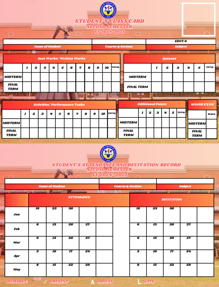 Class Card Orange (6.5 X 4.25 In) | PDF