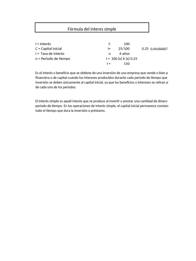 Interés Simple y Compuesto: Fórmulas y Ejemplos | PDF | Interés ...