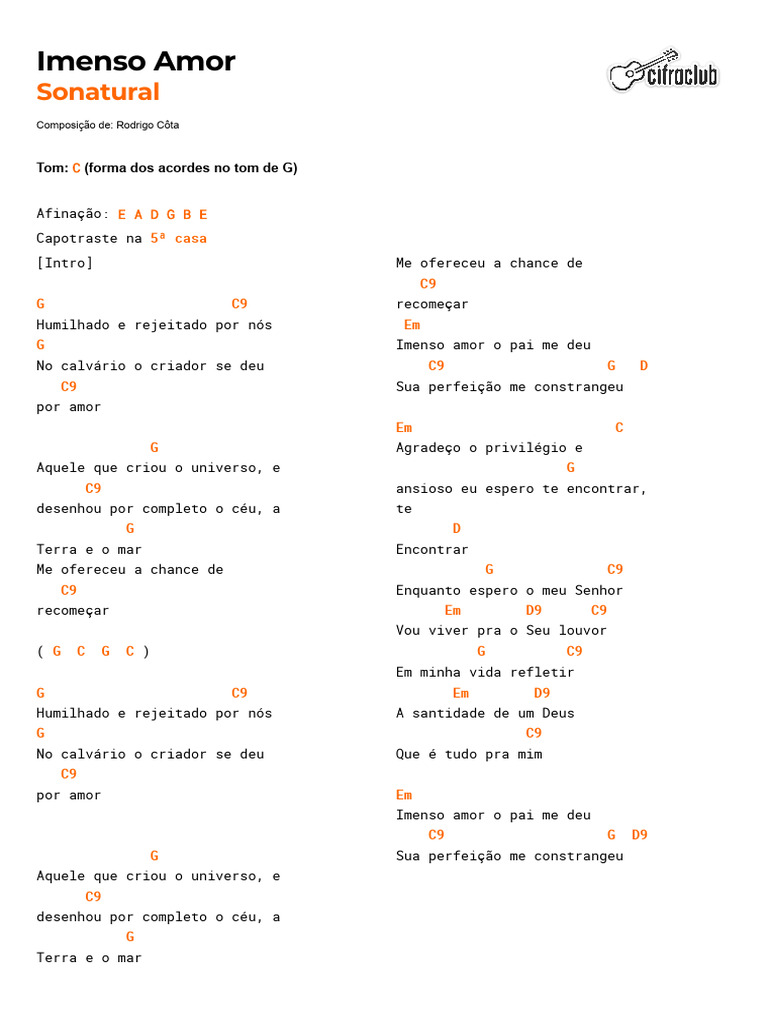 Imenso Amor e Louvor ao Criador | PDF