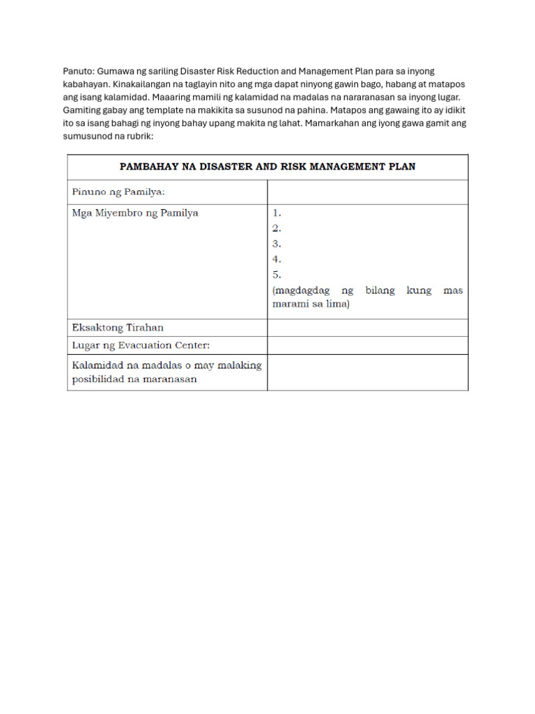 DRRM-FAMILY-DR-PLAN | PDF