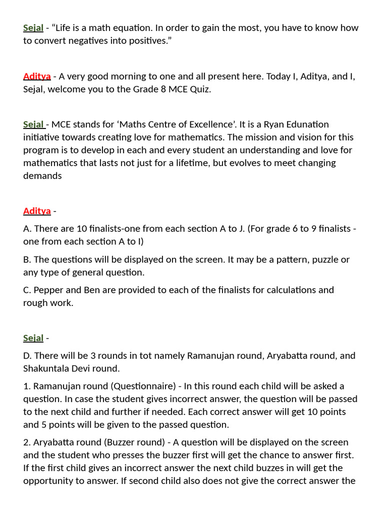 Grade 8 Maths Quiz Overview and Rules | PDF | Cartesian Coordinate ...