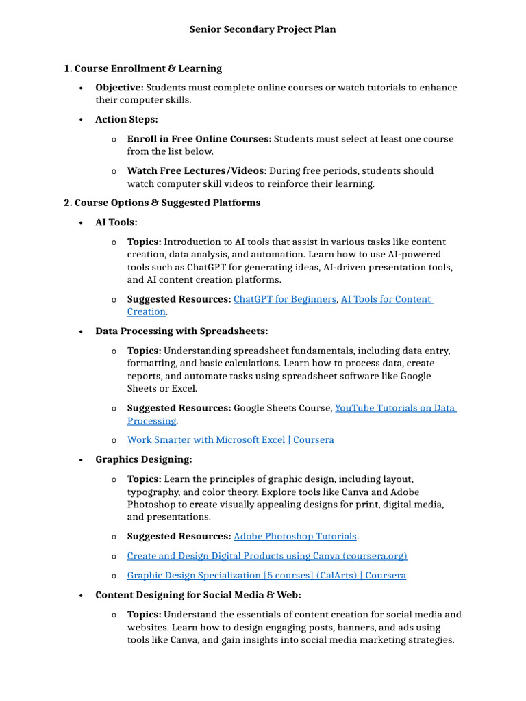 Senior Secondary Computer Skills Plan | PDF | Web Design | Graphic Design