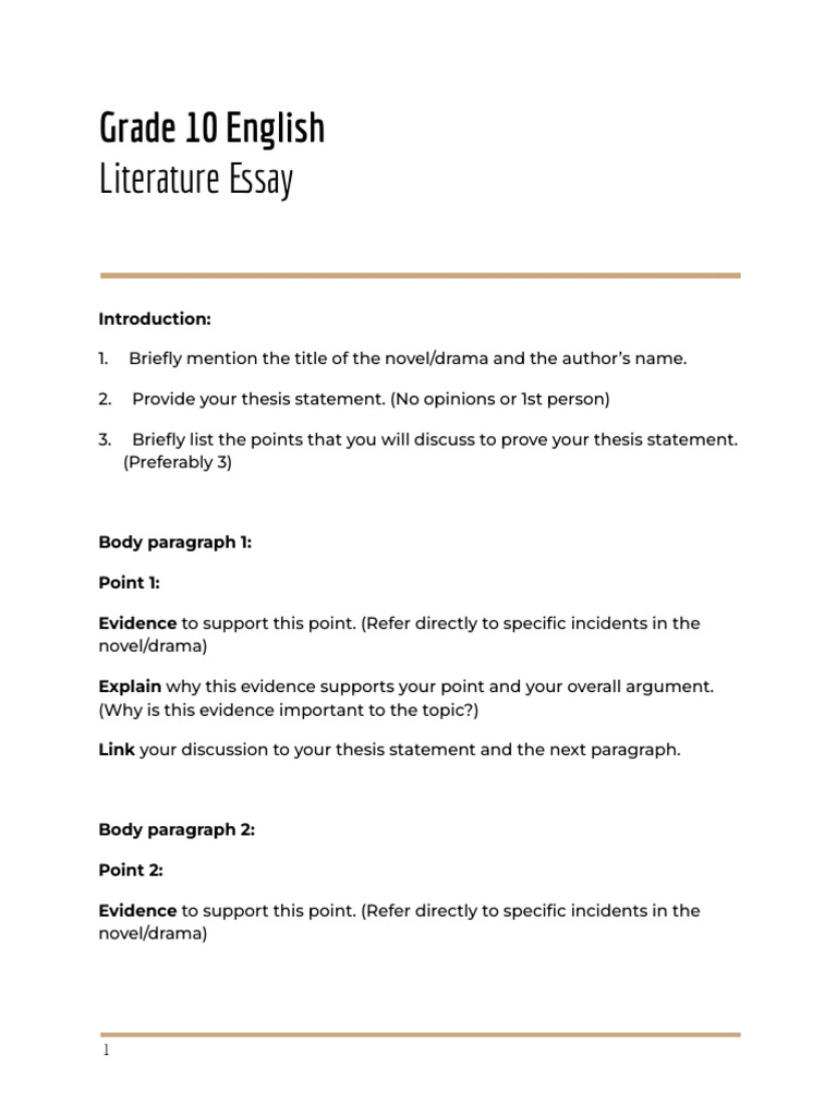 Grade 10 Lit. Essay | PDF