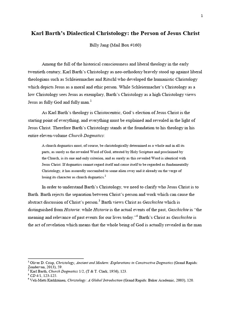 Barth's High Christology Explained | PDF | Christology | Karl Barth