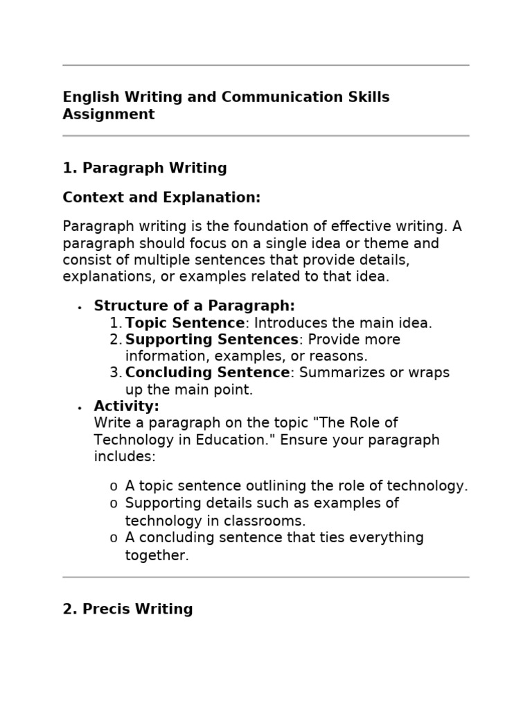 English Writing and Communication Skills Assignment | PDF | Essays ...