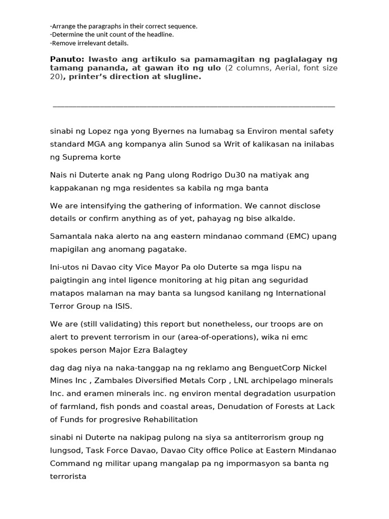 Paragraph Organization Filipino | PDF