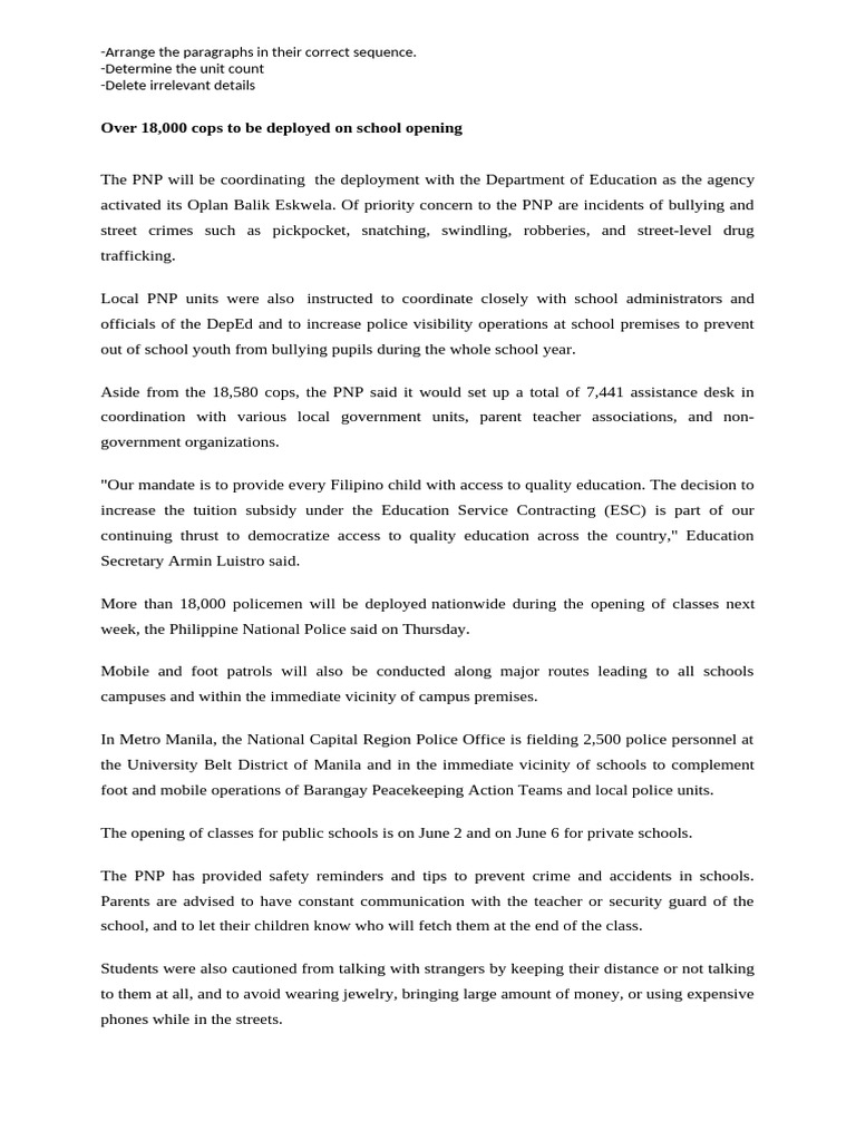 Over 18 000 Cops Deployed For School Safety Pdf Fee Makati