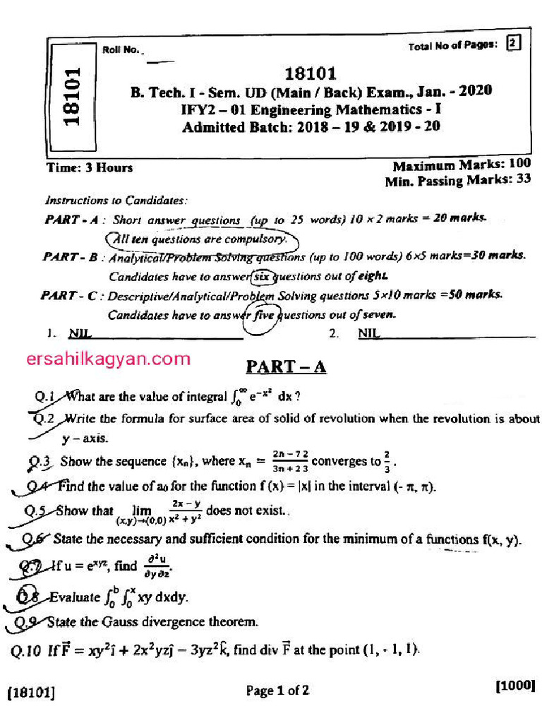 2020 Math1 1sem | PDF