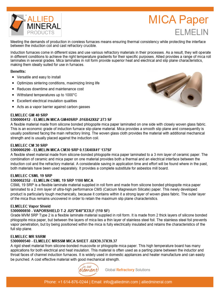 MICA. Sheet | PDF | Refractory | Lamination