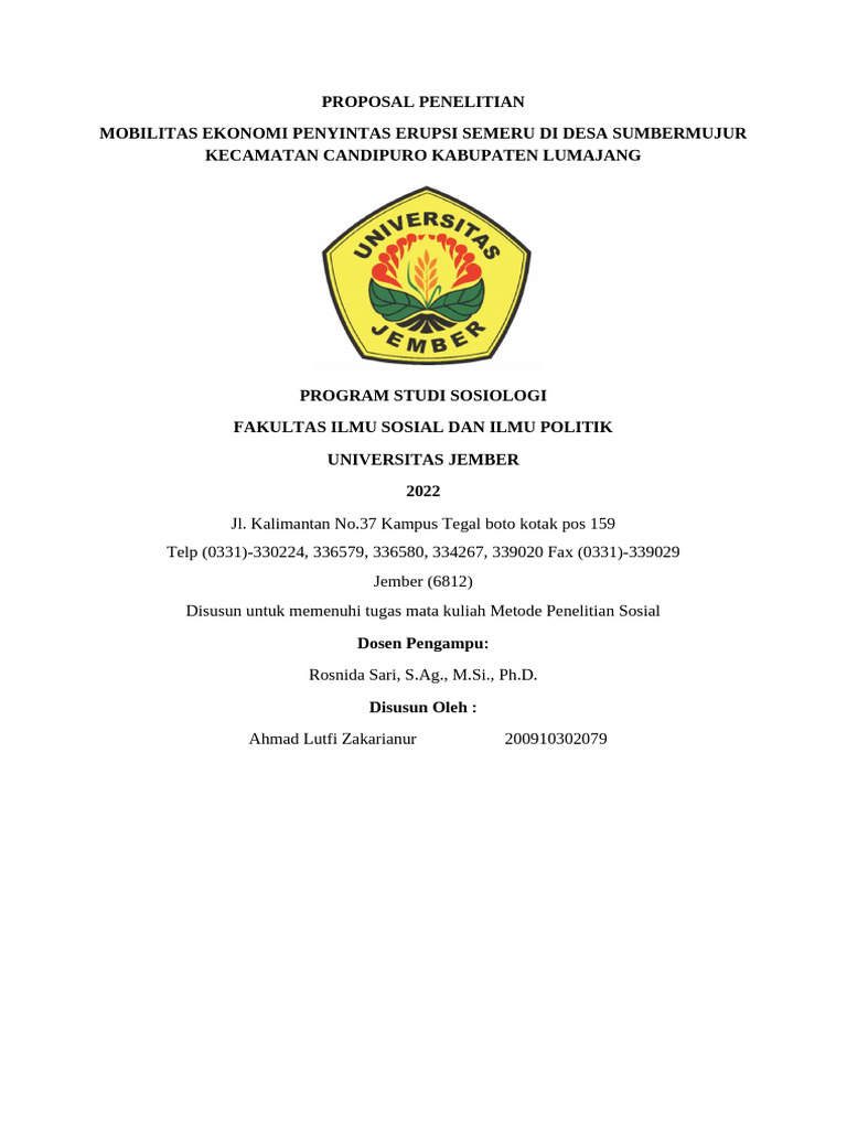 AHMAD LUTFI ZAKARIANUR_200910302079_E2_PROPOSAL PENELITIAN | PDF
