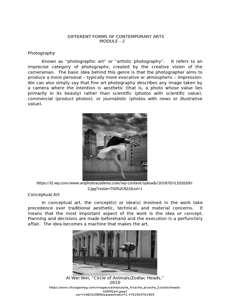 Different Forms of Contemporary Arts Module 2 | PDF | Animation | Performance Art