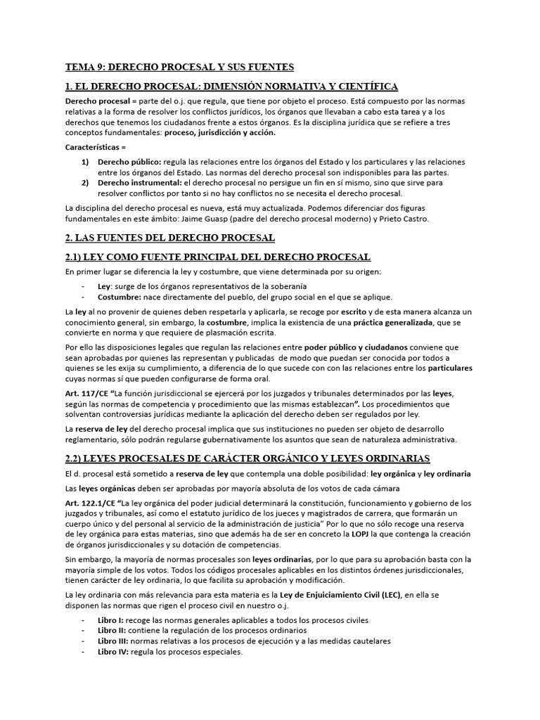 Tema 9 | PDF | Ley procesal | Caso de ley