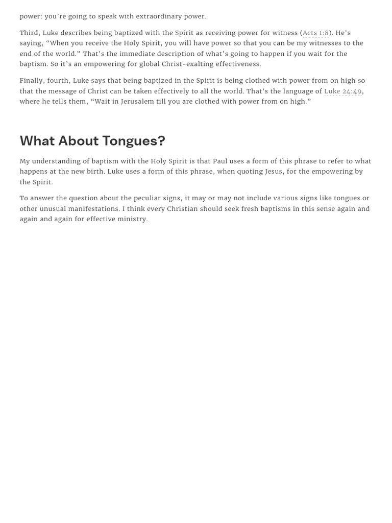 Baptism in the Holy Spirit - John Piper-4 | PDF