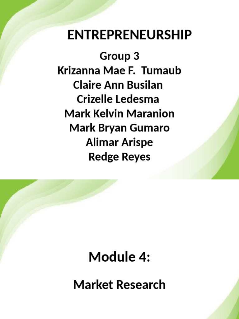 Entrepreneurship Group 3 | PDF | Focus Group | Survey Methodology