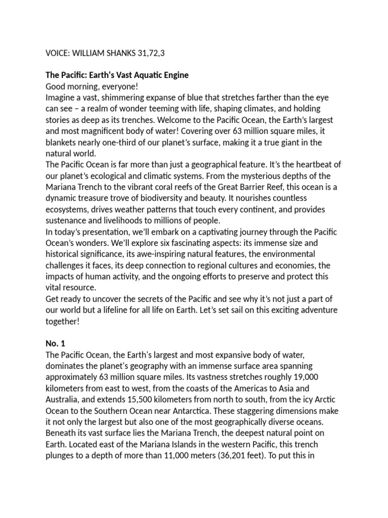 Final Script On Pacific Ocean | PDF | Oceans | Pacific Ocean