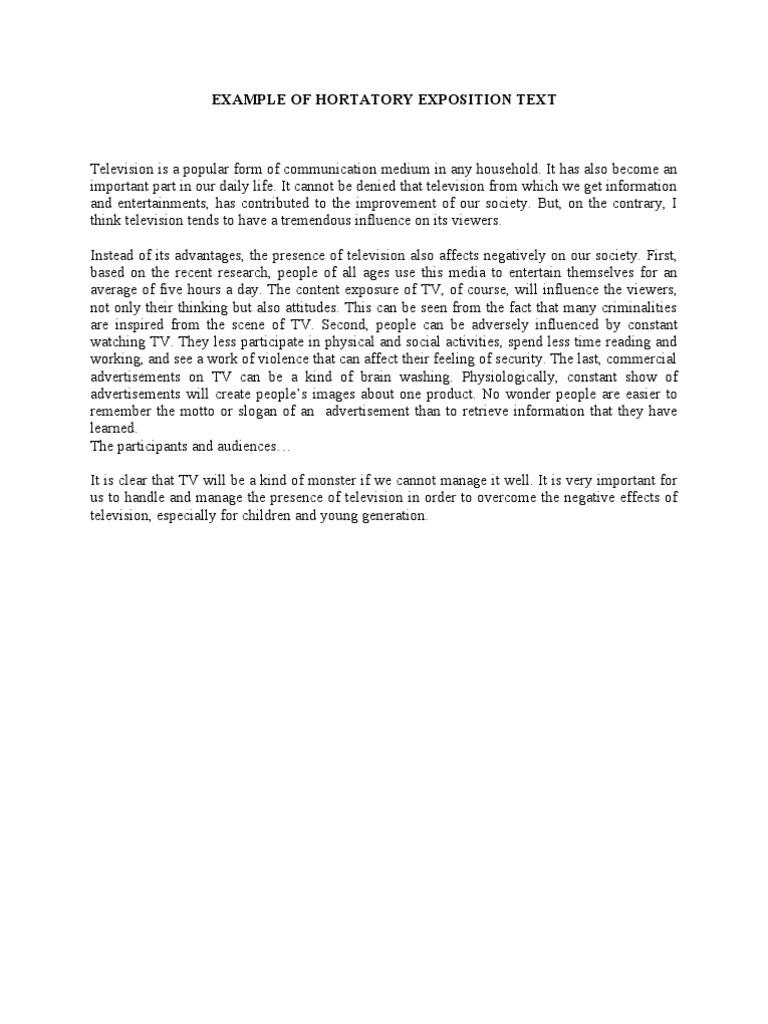 Example of Hortatory Exposition Text1 | Download Free PDF | Television ...