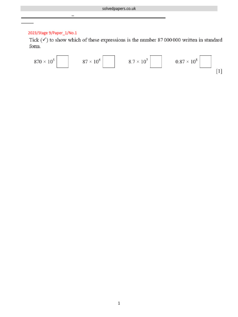 2023 Number and Calculation Checkpoint Sec1 Math Progression Stage 9 | PDF