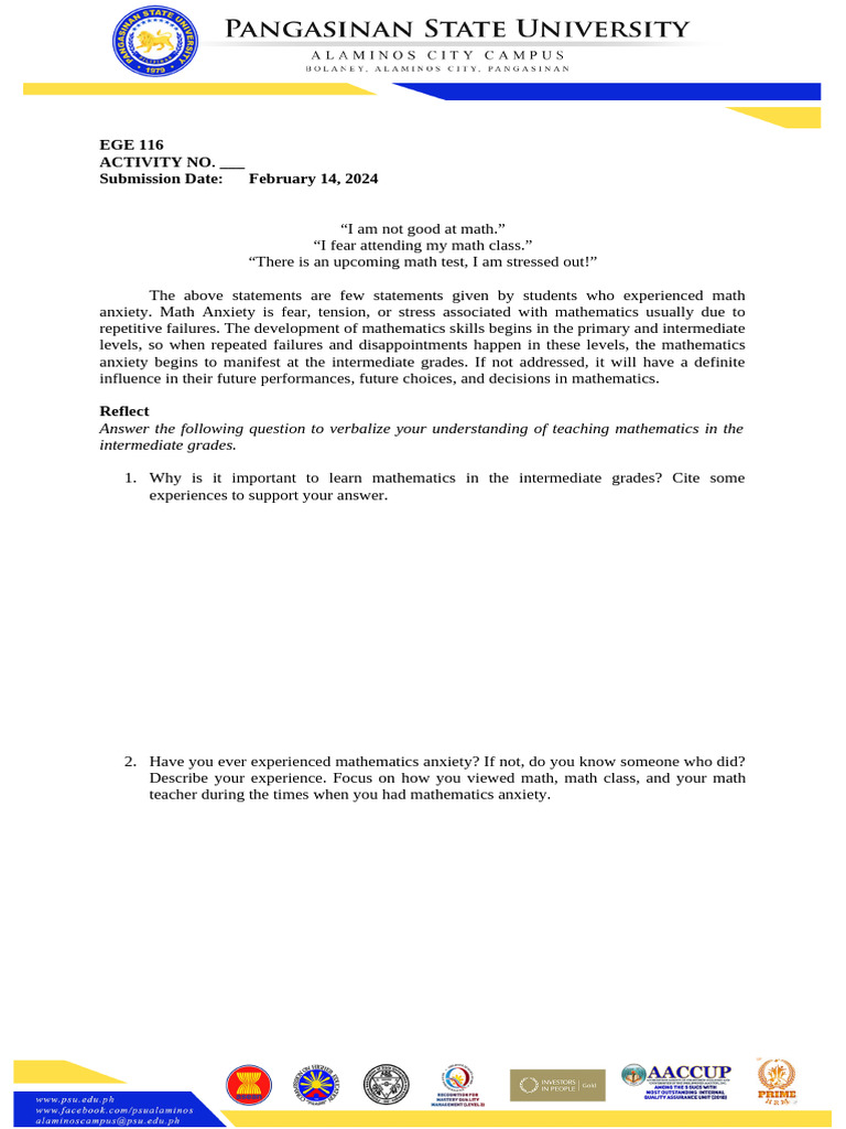 Activity in EGE 116 | PDF