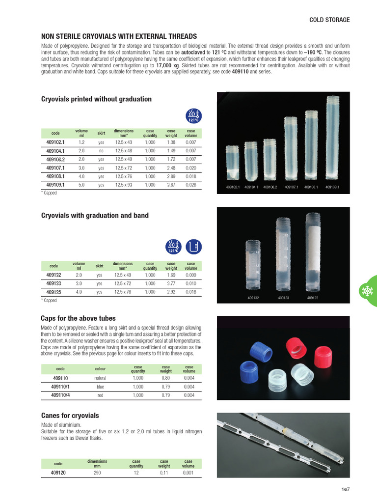 Non-Sterile Cryovials and Caps Overview | PDF | Thermal Expansion | Volume
