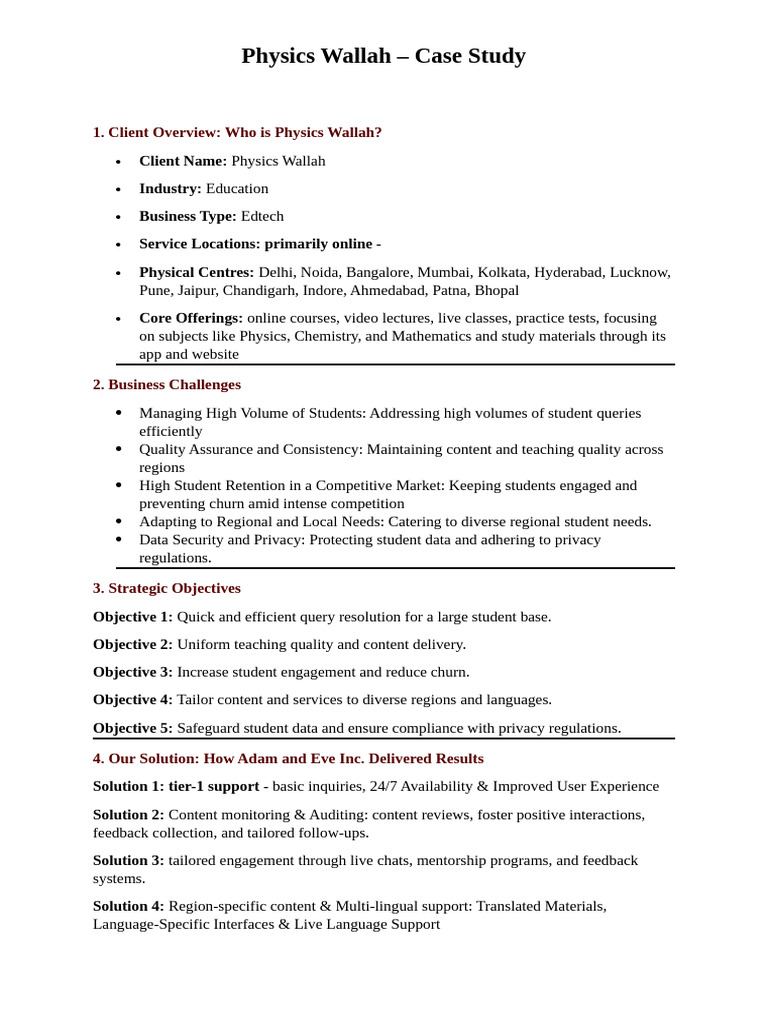 Physics Wallah - Case - Study | PDF | Scalability | Technical Support