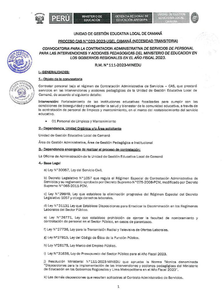 CONVOCATORIA-CAS-N°023 (1) | PDF