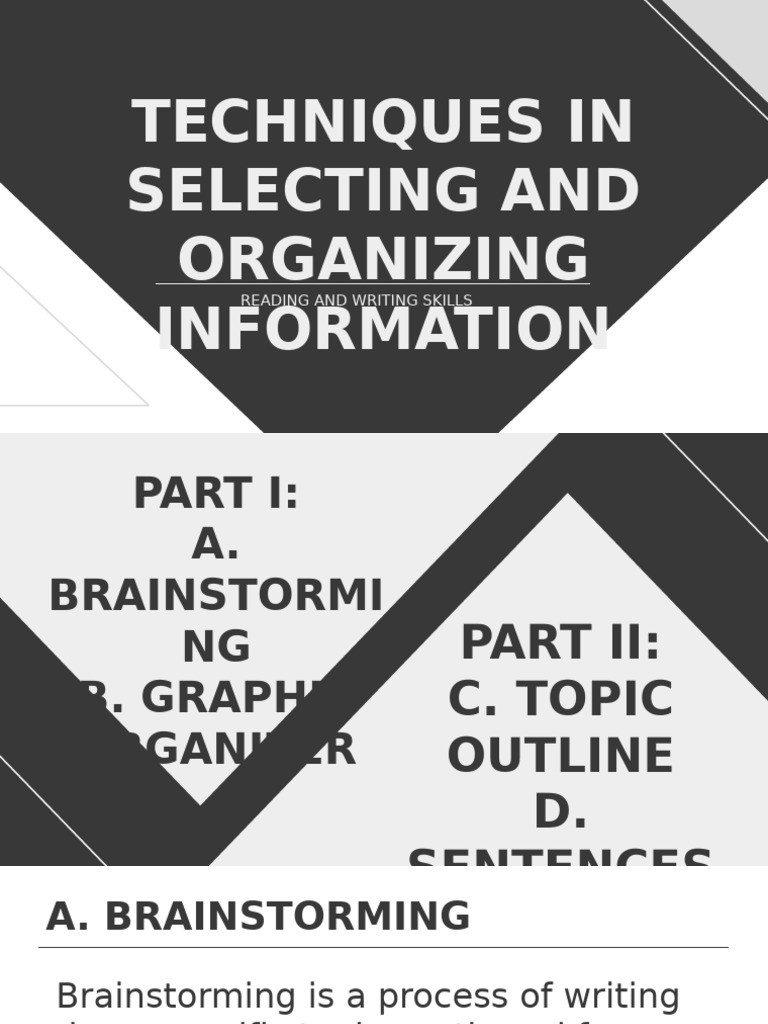 Brainstorming and Graphic Organizers | PDF | Brainstorming | Cognition