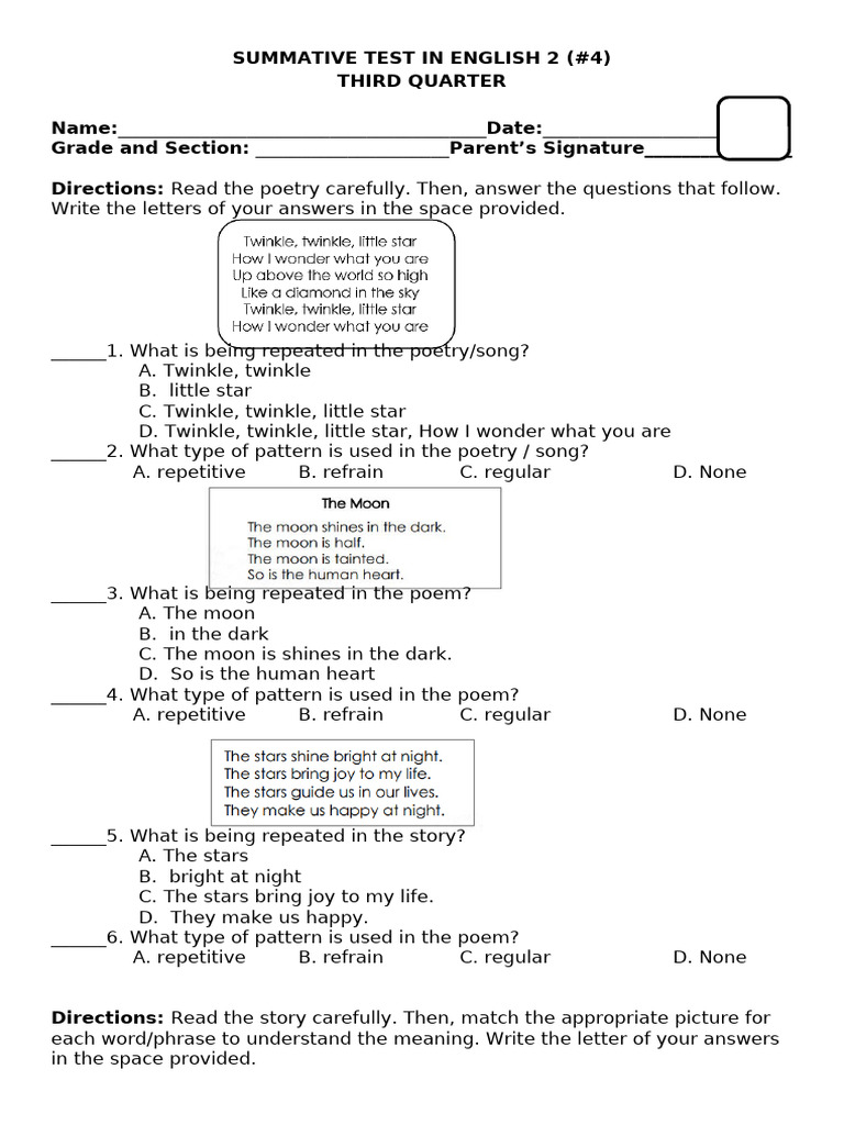 Summative Test No.4 Quarter 3 Pupils | PDF