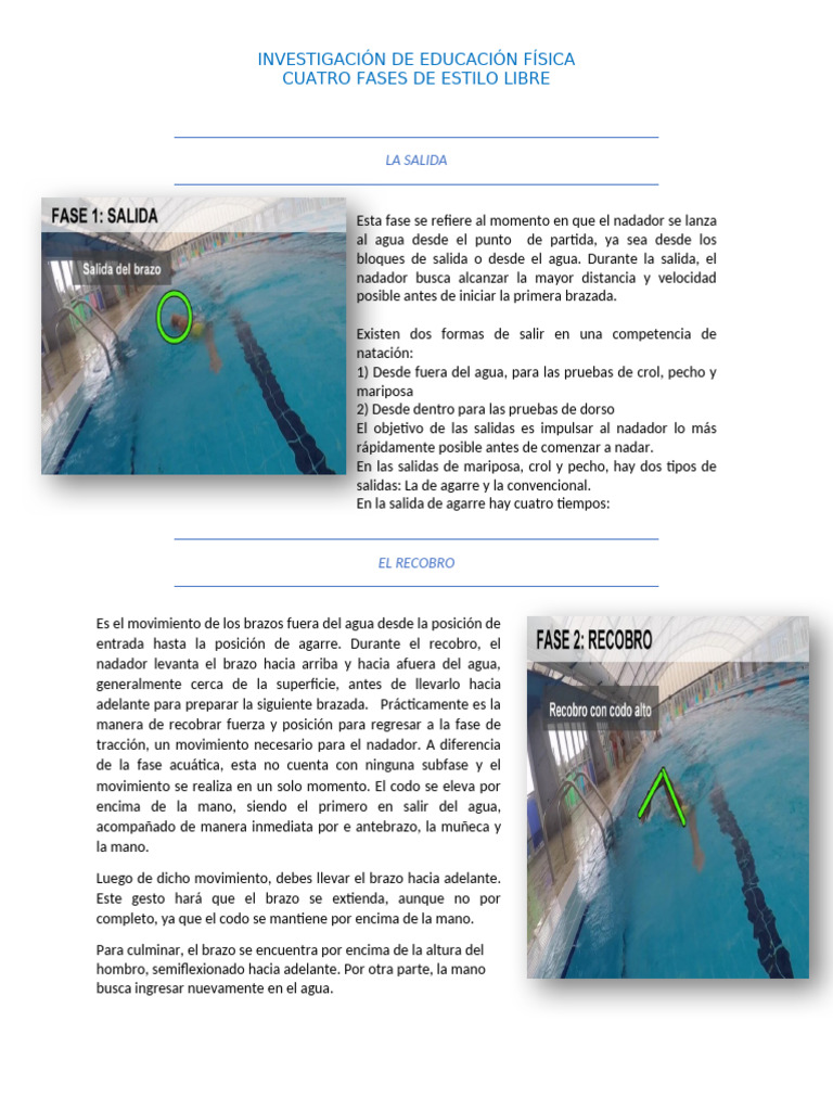 FASES DE ESTILO LIBRE NATACION | PDF | Nadando
