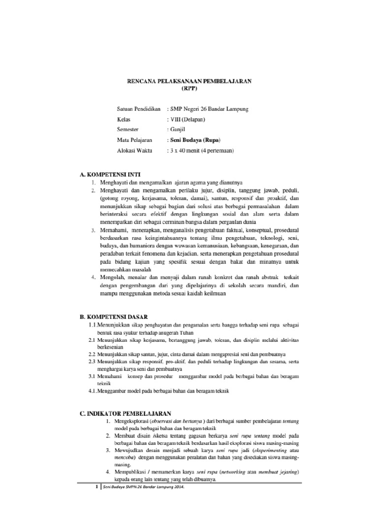 1 Kls VIII Rupa RPP KD 3.1 Dan 4.1 Gambar Model | PDF