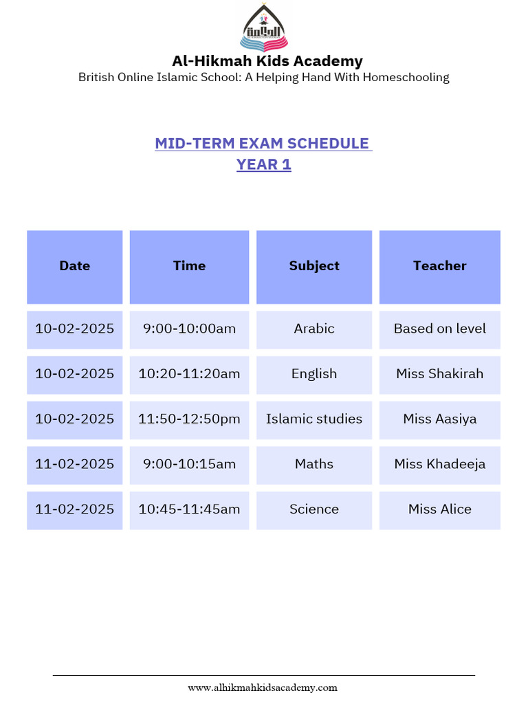 Year 1 Midterm Exam Details | PDF
