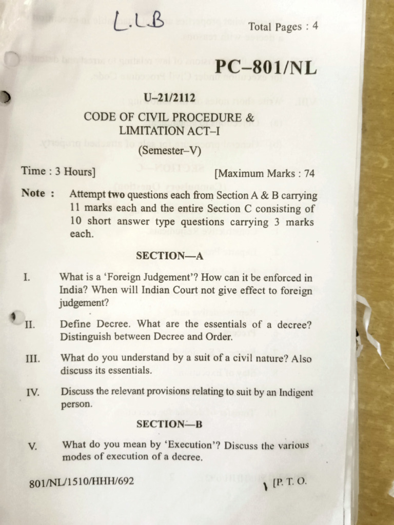 cpc paper | PDF | Judgment (Law) | Lawsuit