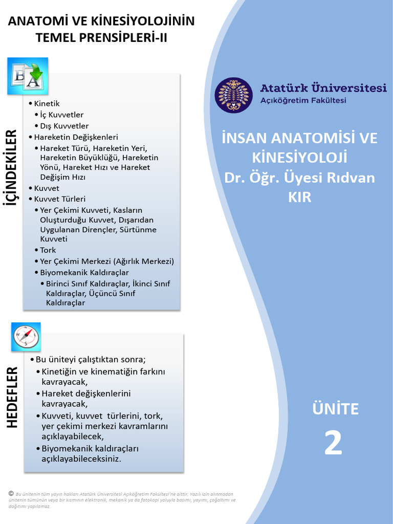 İnsan Anatomisi Ve Kinesiyoloji - 2.ünite Anatomi Ve Kinesiyolojinin ...