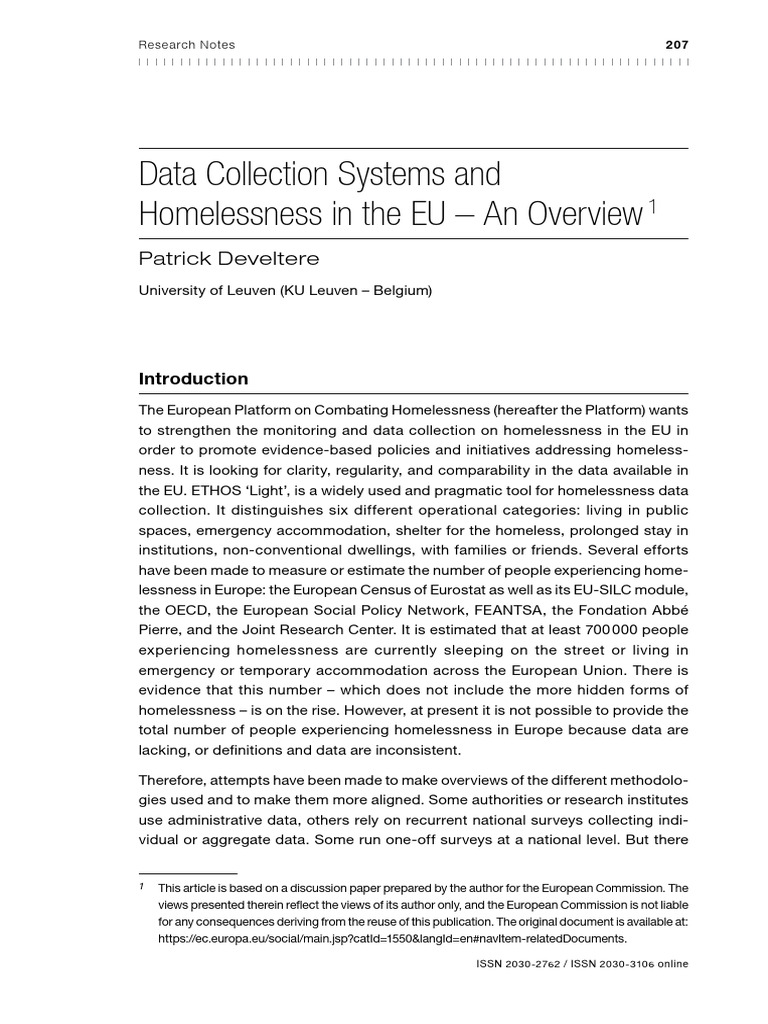 Data Collection Systems | PDF | Homelessness | European Union