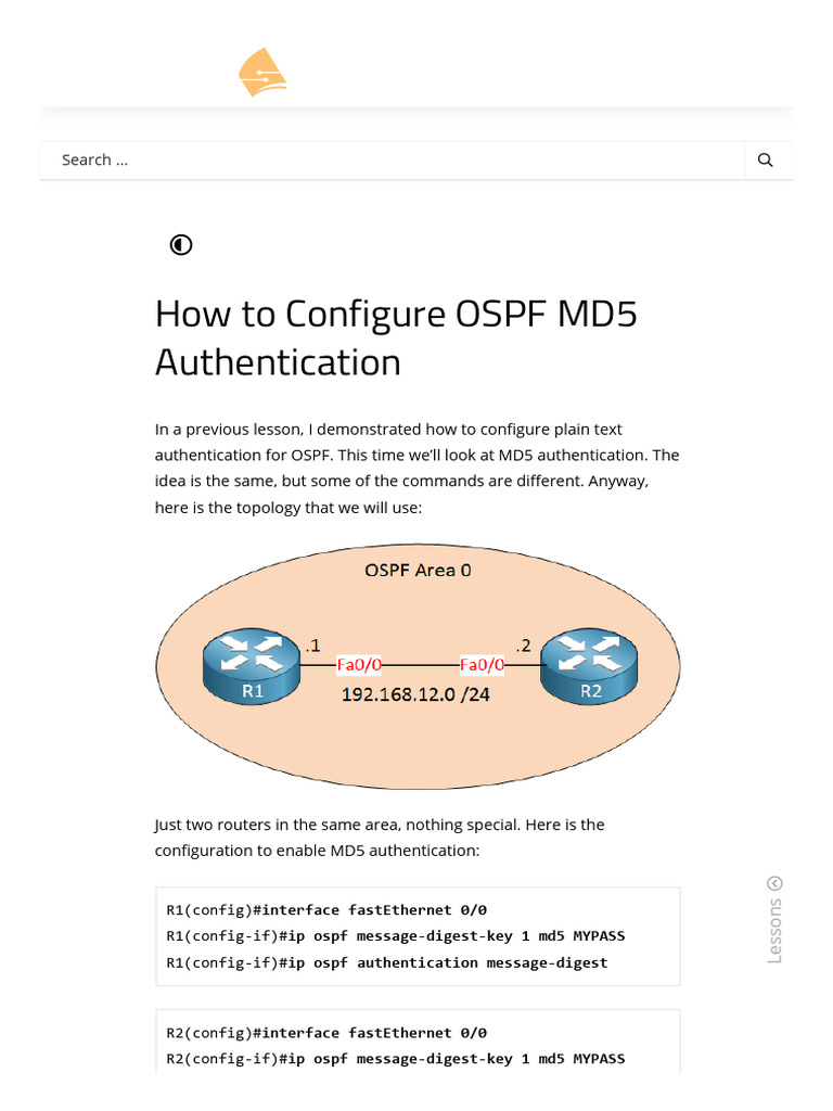 How To Configure OSPF MD5 Authentication | PDF | Network Architecture | Internet