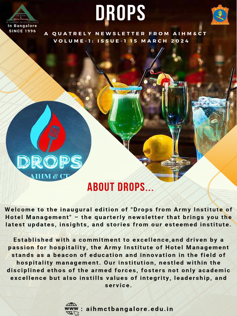 Inaugural Drops Newsletter - AIHM&CT | PDF | Drink | Antioxidant