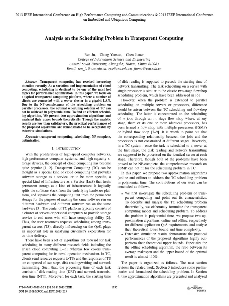 Transparent Computing Scheduling | PDF | Scheduling (Computing) | Computer Network