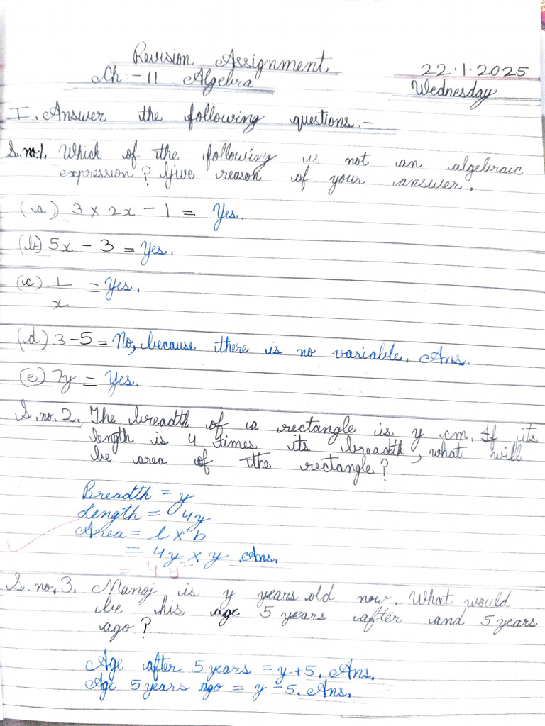Answer Key (Assignment Algebra) | PDF