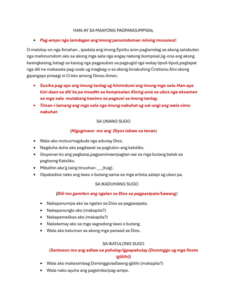 Giya Sa Pagpangumpisal | PDF