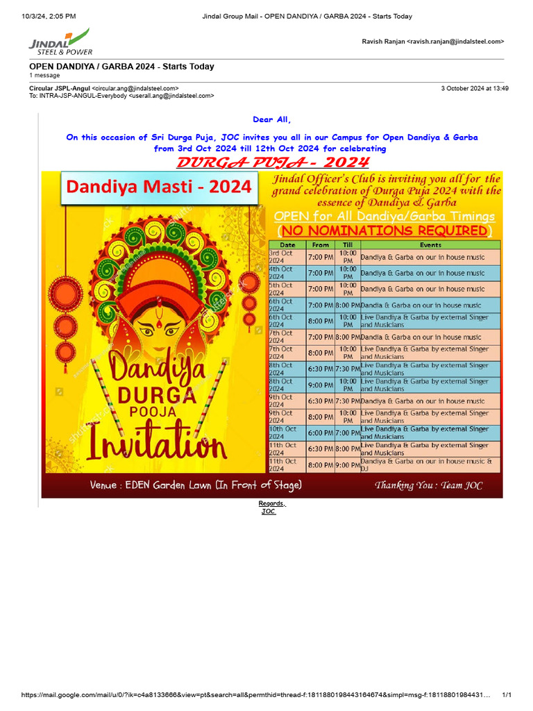 Open Dandiya & Garba 2024 Event | PDF
