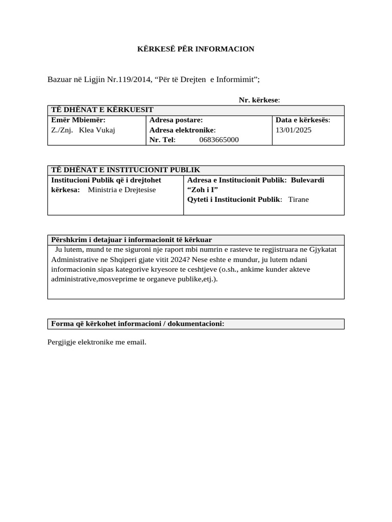 Kerkese Per Informacion | PDF