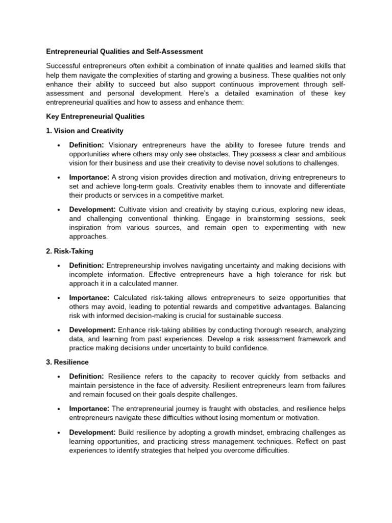 Handouts 3_Entrepreneurial Qualities and Self-Assessment | PDF ... Handouts 3_Entrepreneurial Qualities and Self-Assessment | PDF ...