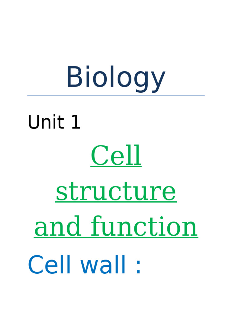 Biology Unit 1 Lecture 1 | PDF