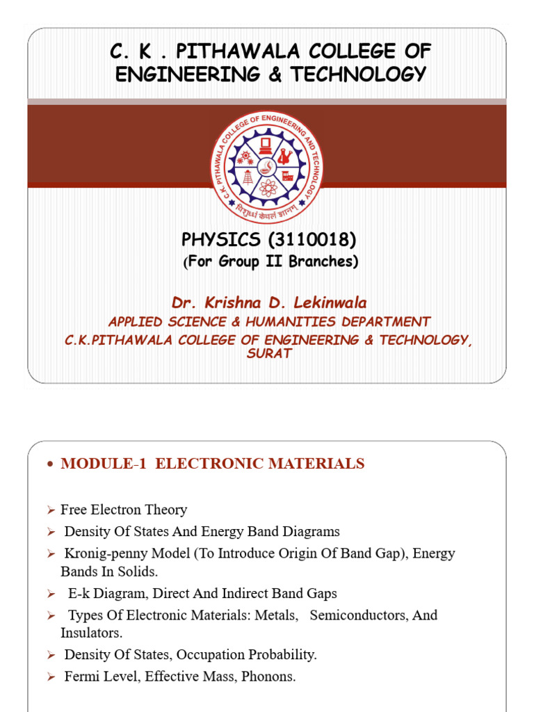 Unit-1 - Electronic Materials | PDF | Electrical Resistivity And Conductivity | Band Gap