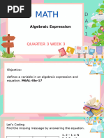 Math6 Q3 Module3 Week3 | PDF | Variable (Mathematics) | Equations