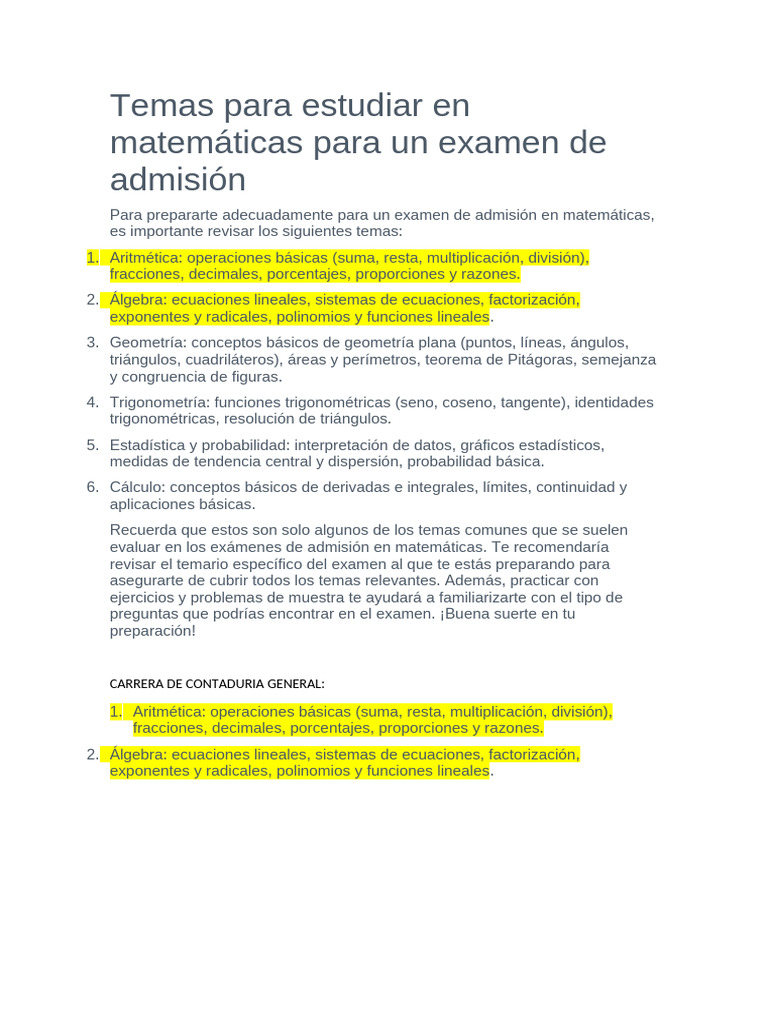 Temas para examen de matemáticas | PDF | Funciones trigonométricas ...