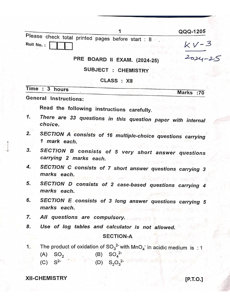 Preboard KV3 2024-25 | PDF